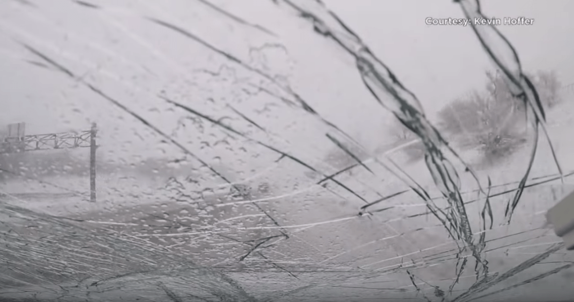 Falling Snow Splinters Windshield in Terrifying Dashcam Video - InsideHook