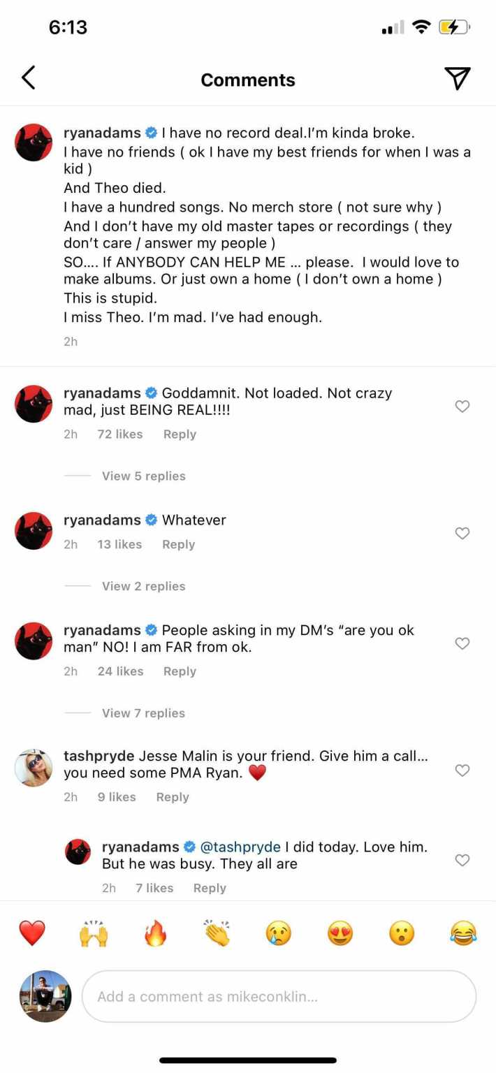 What Is Going On With Ryan Adams's Instagram? - InsideHook