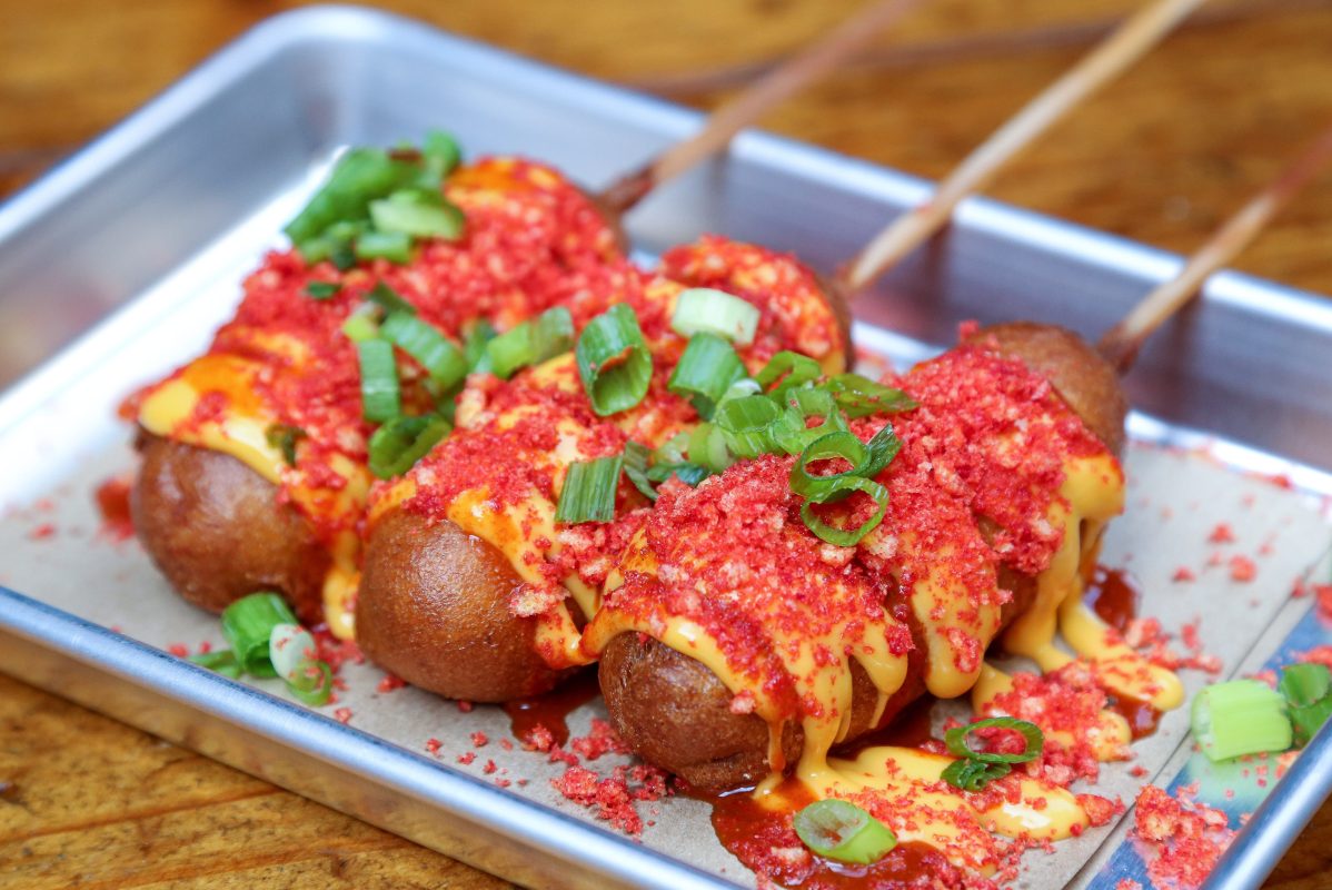 Recipe: Make Chef Todd Nash's Flaming Hot Cheeto Corn Dogs - InsideHook