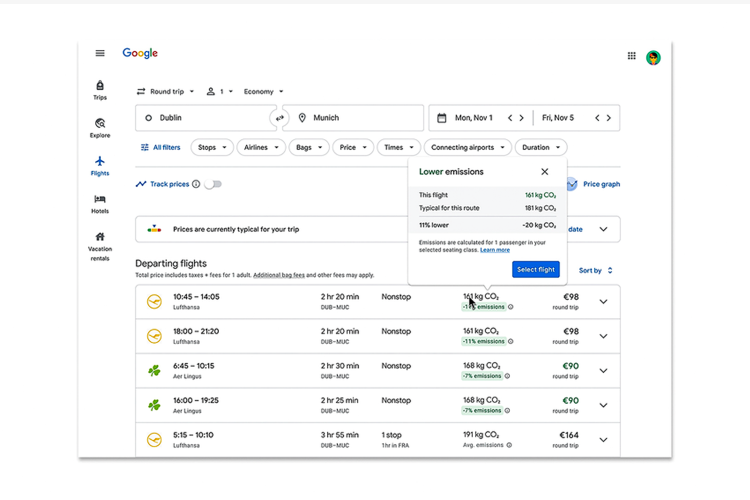 Google Will Now Display Carbon Emissions on Flight Options - InsideHook